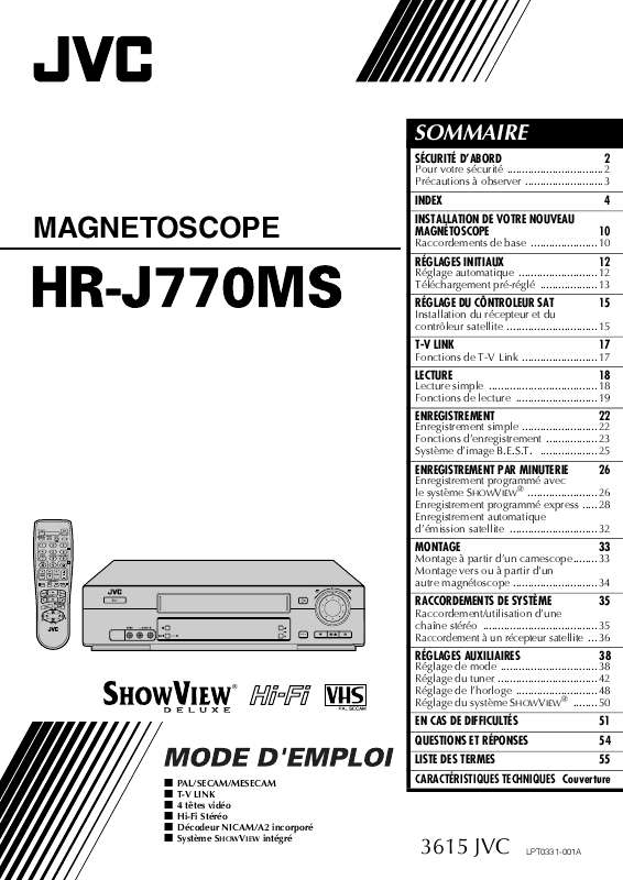 Notice JVC HR-J770MS - Trouver une solution à un problème JVC HR-J770MS mode d'emploi JVC HR ...