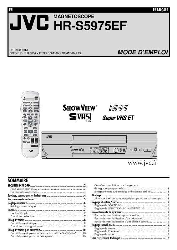 Notice JVC HR-S5975EF - Trouver une solution à un problème JVC HR-S5975EF mode d'emploi JVC HR ...