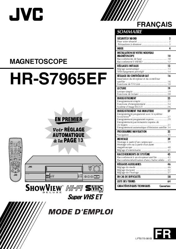 Notice JVC HR-S7965EF - Trouver une solution à un problème JVC HR-S7965EF mode d'emploi JVC HR ...