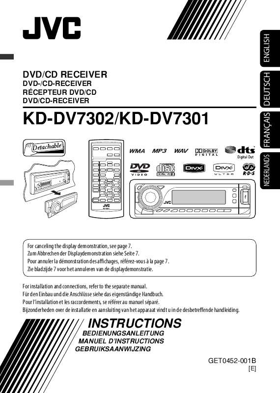 Notice JVC KD-DV7302E - autoradio Trouver une solution à un problème JVC KD-DV7302E mode d ...
