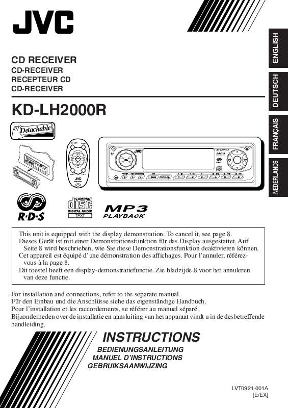 Notice JVC KD-LH2000R - autoradio Trouver une solution à un problème JVC KD-LH2000R mode d ...