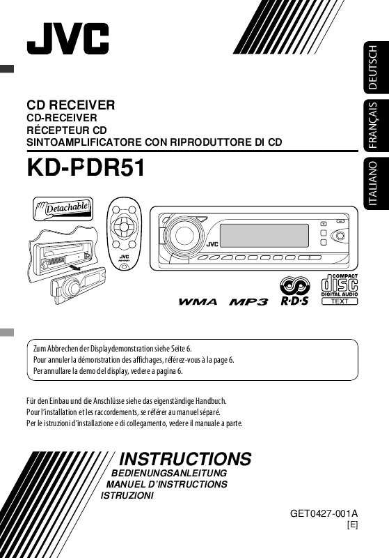 Notice JVC KD-PDR51E - autoradio Trouver une solution à un problème JVC KD-PDR51E mode d'emploi ...