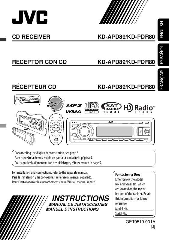 Notice JVC KD-PDR80 - autoradio Trouver une solution à un problème JVC KD-PDR80 mode d'emploi ...