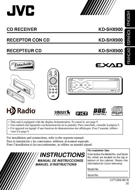 Notice JVC KD-SHX900 - autoradio Trouver une solution à un problème JVC KD-SHX900 mode d'emploi ...