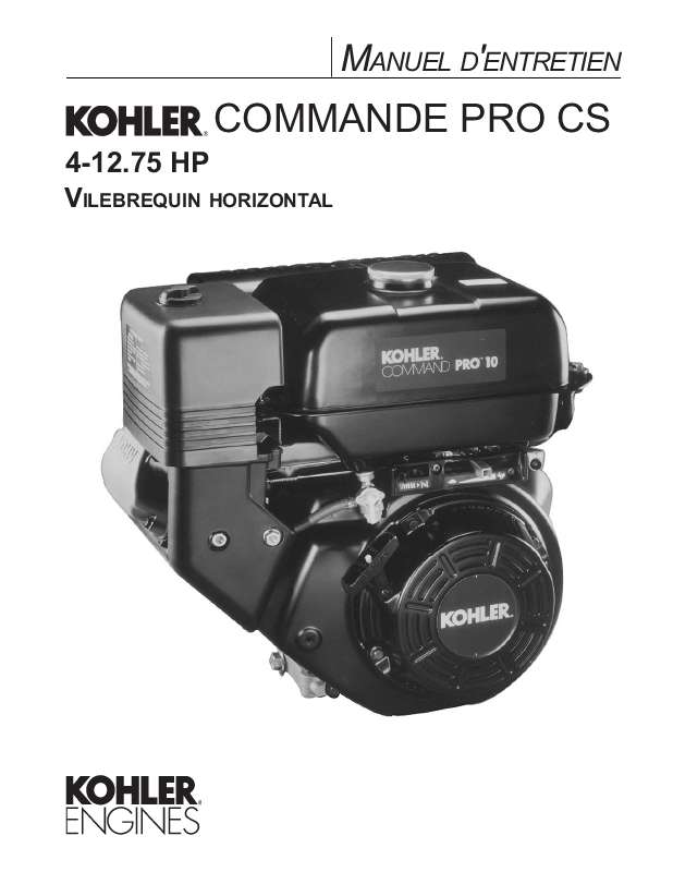 Notice KOHLER CS8.5 - Trouver une solution à un problème KOHLER CS8.5 ...