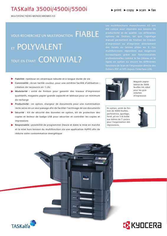 Notice KYOCERA TASKALFA 3500I - photocopieur Trouver une solution à un ...