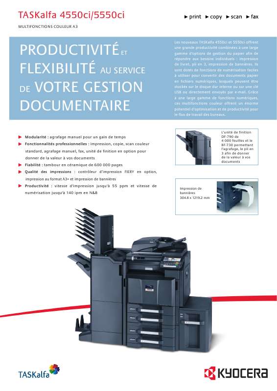 Notice KYOCERA TASKALFA 5550CI - photocopieur Trouver une solution à un ...