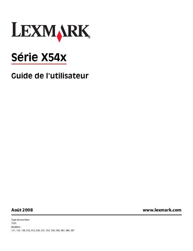 Notice LEXMARK X544 - imprimante Trouver une solution à un problème LEXMARK X544 mode d'emploi ...