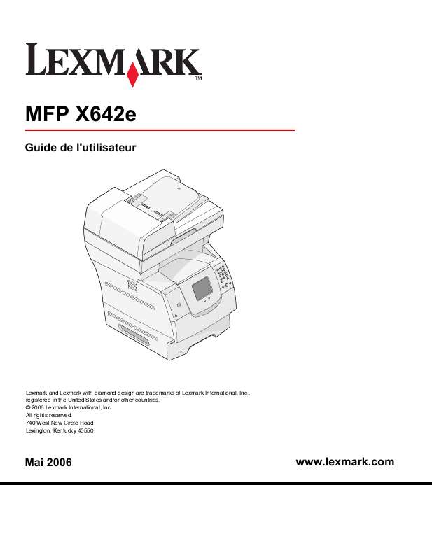 Notice LEXMARK X642E - imprimante Trouver une solution à un problème LEXMARK X642E mode d'emploi ...