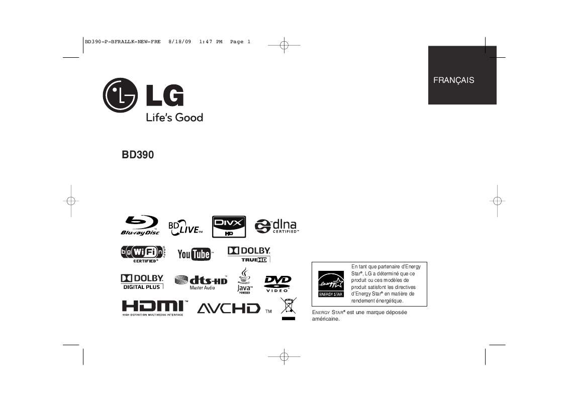 Notice LG BD390 - lecteur blu-ray Trouver une solution à un problème LG BD390 mode d'emploi LG ...