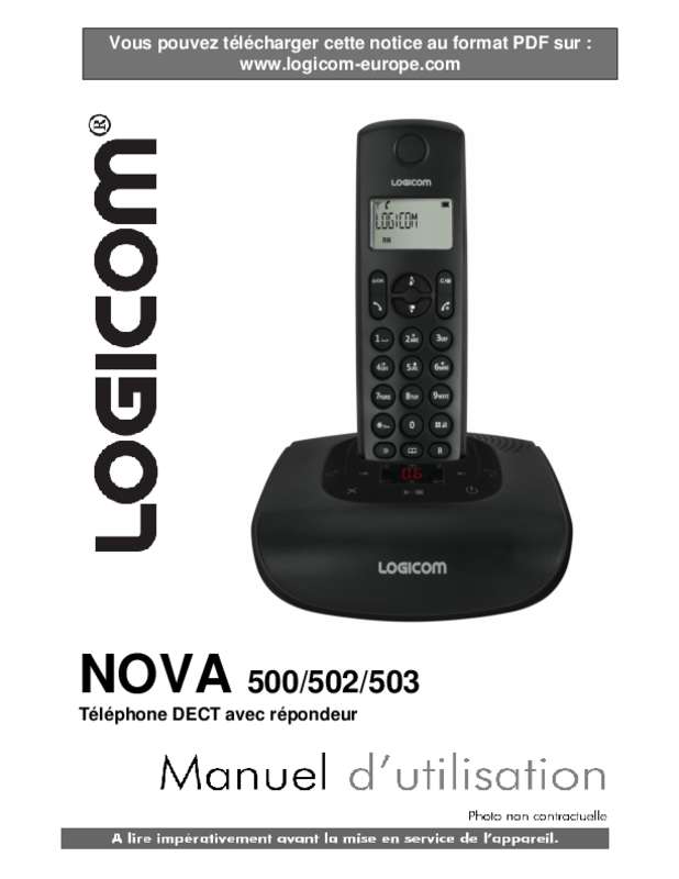 Notice LOGICOM NOVA 503 T l phone Sans Fil Trouver Une Solution Un Notice LOGICOM NOVA 503 T l phone Sans Fil Trouver Une Solution Un