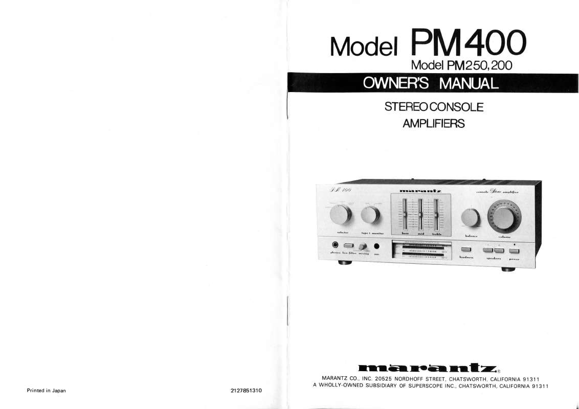 Notice MARANTZ PM400 - ampli audio Trouver une solution à un problème ...