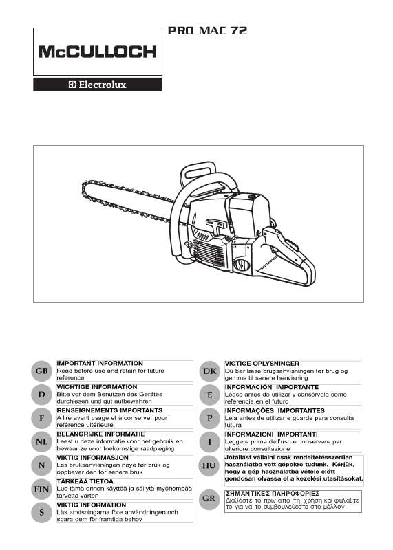 Notice MCCULLOCH PROMAC 72 P.U.O. - Trouver une solution à un problème ...