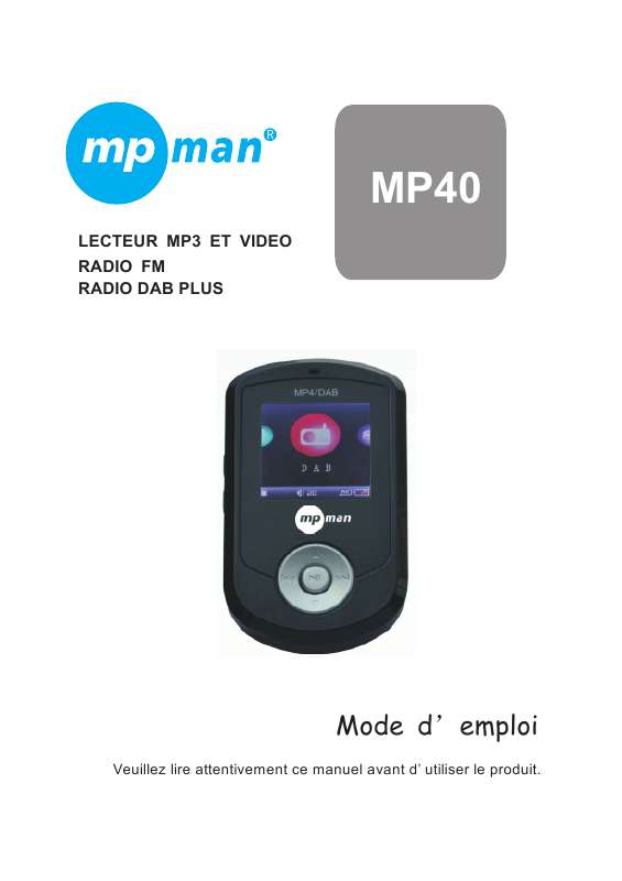 Notice MPMAN MP40 - lecteur mp3 Trouver une solution à un problème ...