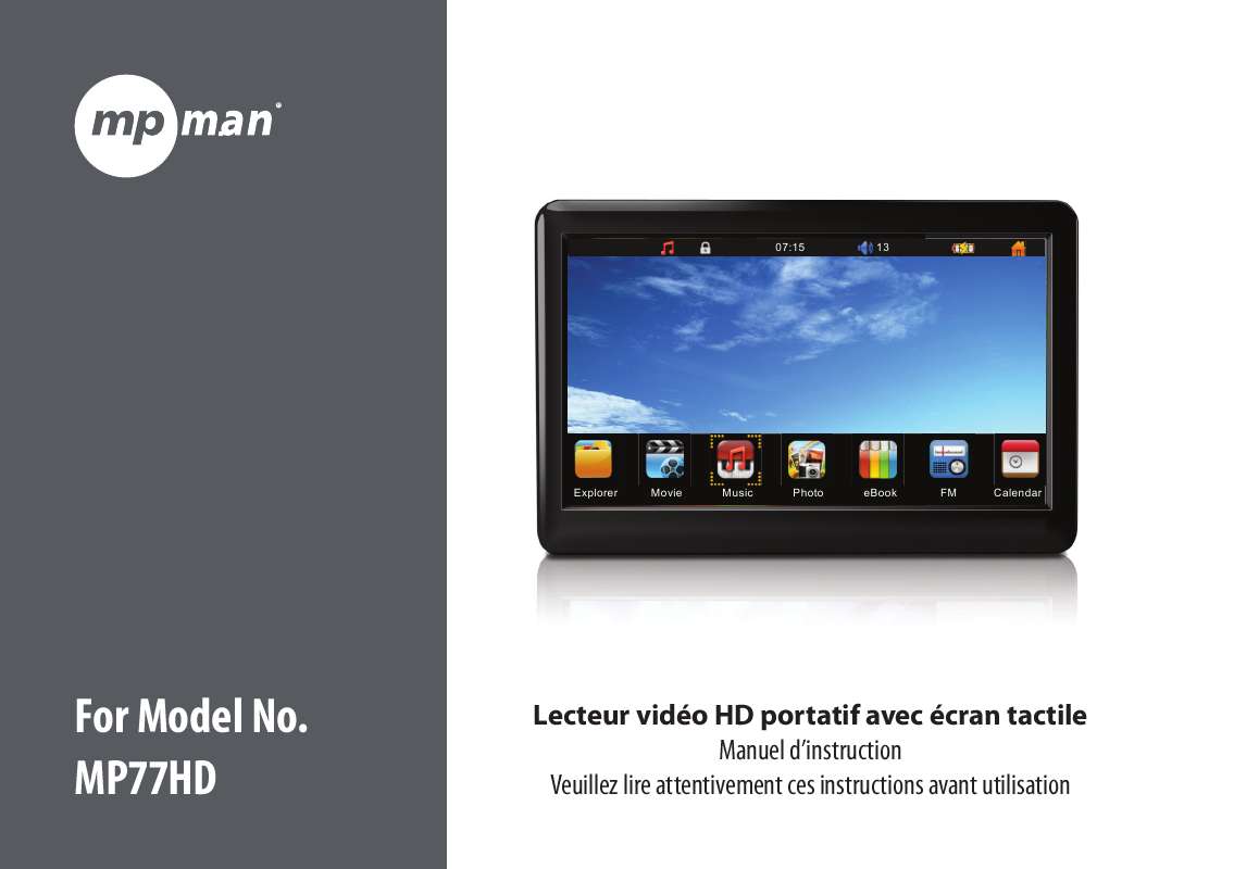 Notice MPMAN MP77HD - lecteur mp3 Trouver une solution à un problème ...