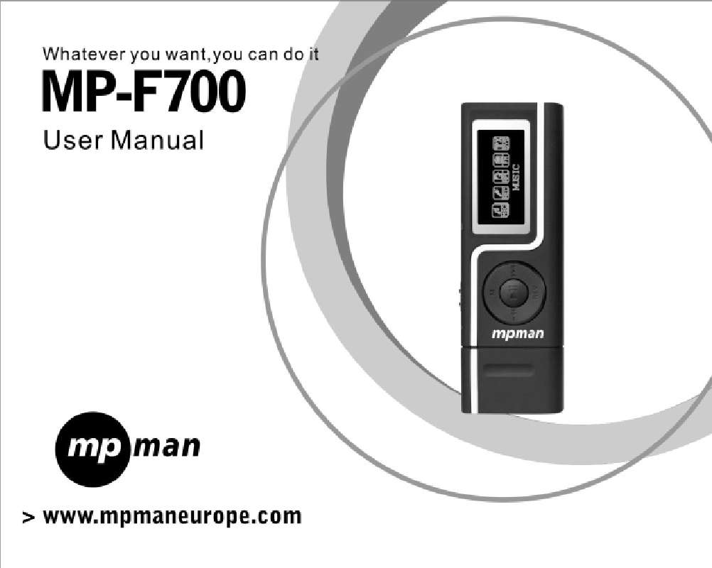 Notice MPMAN MPF700 - lecteur mp3 Trouver une solution à un problème ...