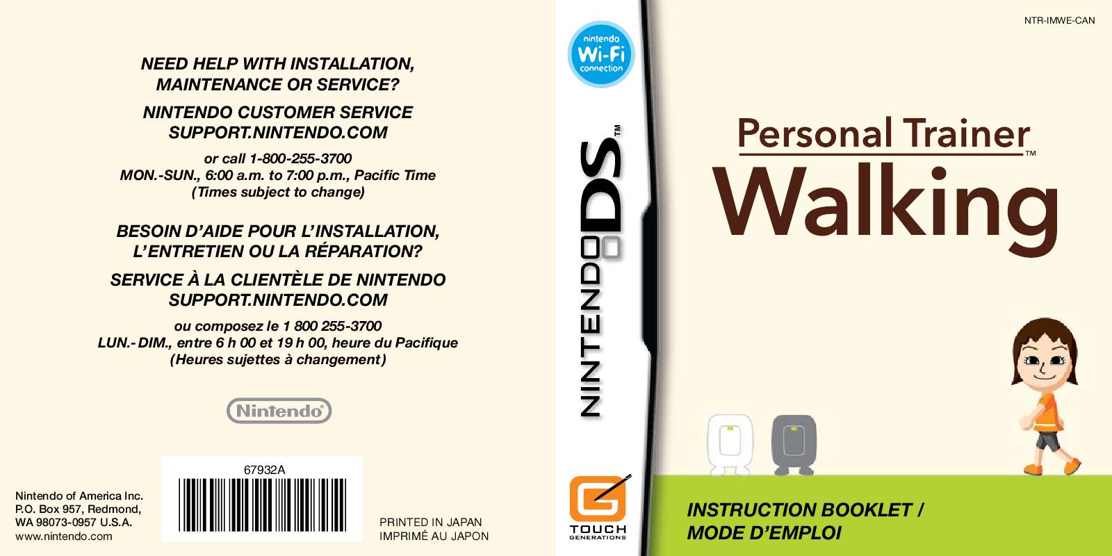 Notice NINTENDO DS PERSONAL TRAINER WALKING - jeux video pour nintendo ...
