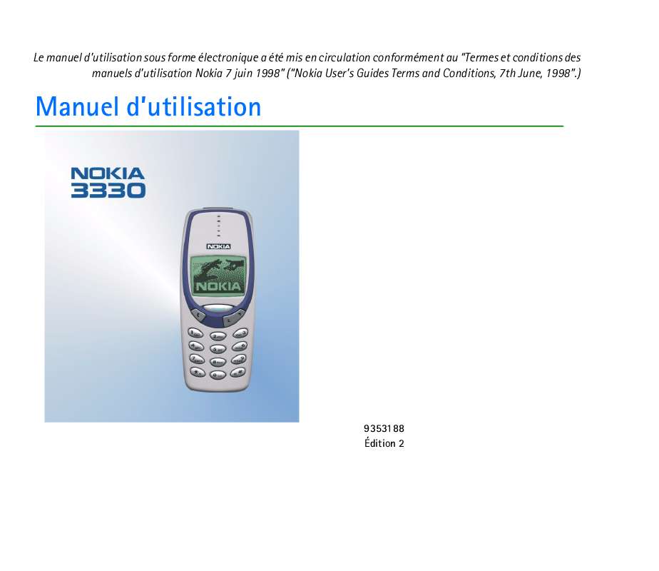 Notice NOKIA 3330 - téléphone portable Trouver une solution à un ...