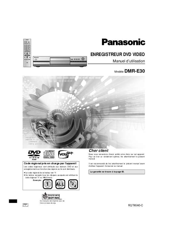Notice PANASONIC DMR-E30 - lecteur dvd Trouver une solution à un ...
