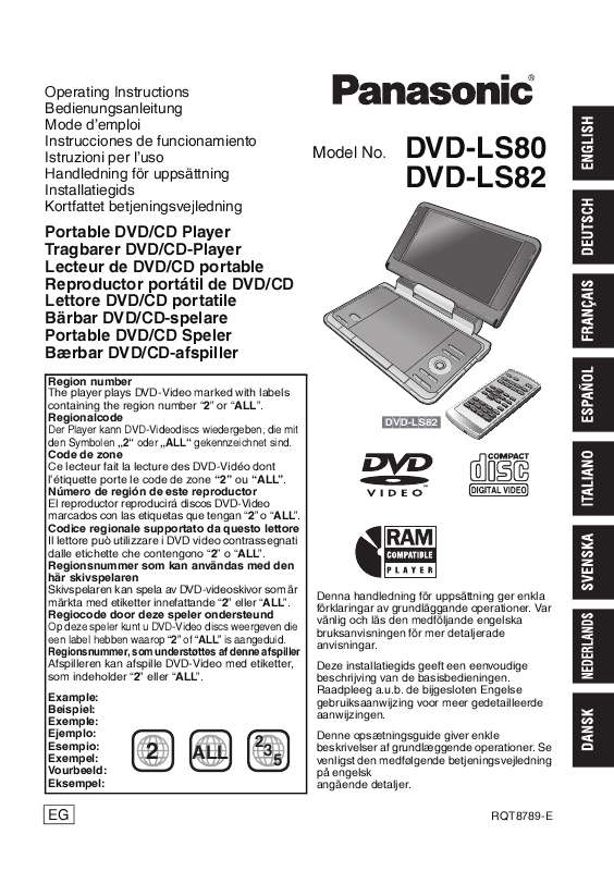 Notice PANASONIC DVD-LS82 - lecteur dvd Trouver une solution à un ...