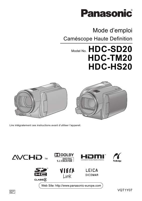 Notice PANASONIC HDC-TM20 - action cam Trouver une solution à un ...
