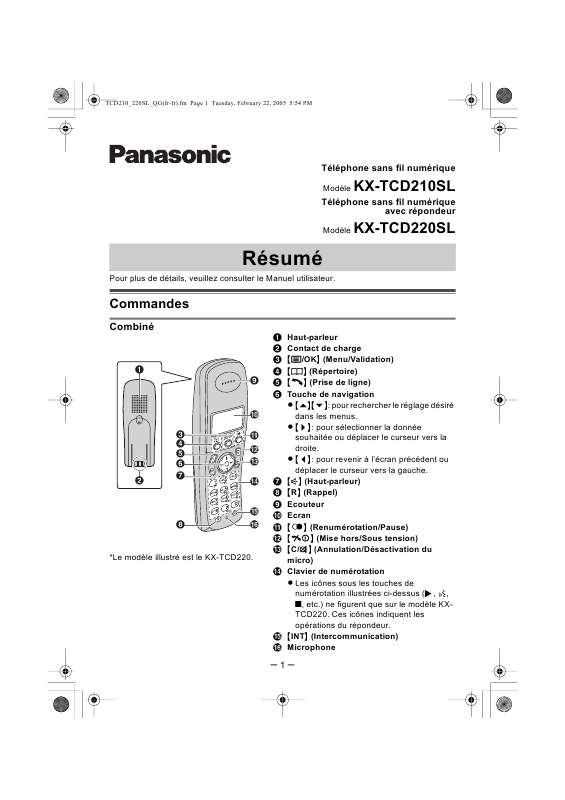 Telephone Panasonic Mode D Emploinull