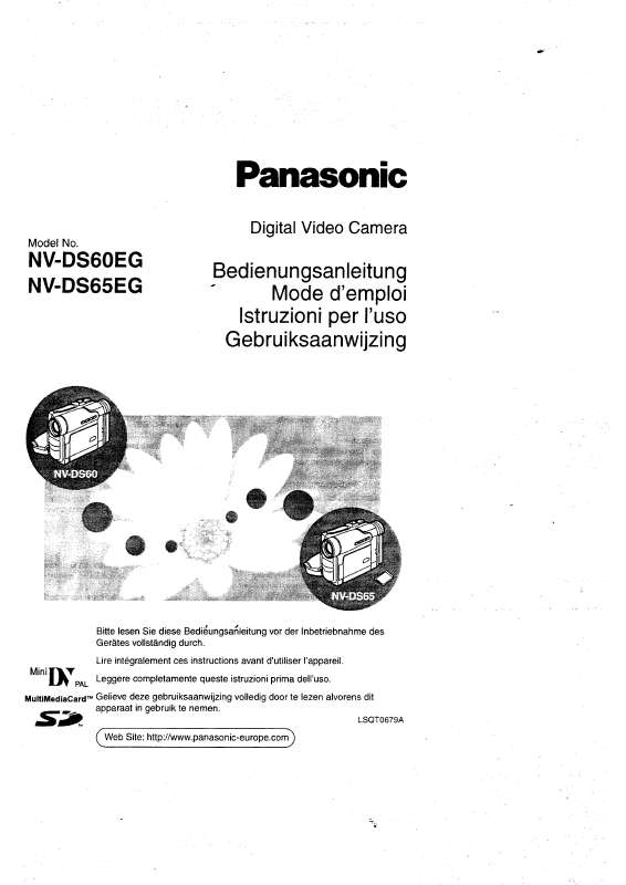 Notice PANASONIC NV-DS60 - action cam Trouver une solution à un problème PANASONIC NV-DS60 mode ...
