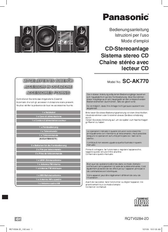 Notice PANASONIC SC-AK770 - chaîne hifi Trouver une solution à un problème PANASONIC SC-AK770 ...