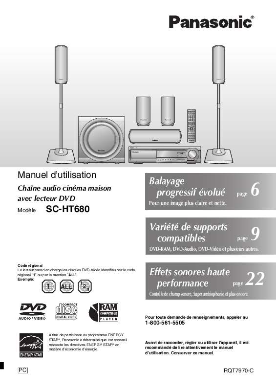 Notice PANASONIC SC-HT680 - chaîne hifi Trouver une solution à un problème PANASONIC SC-HT680 ...