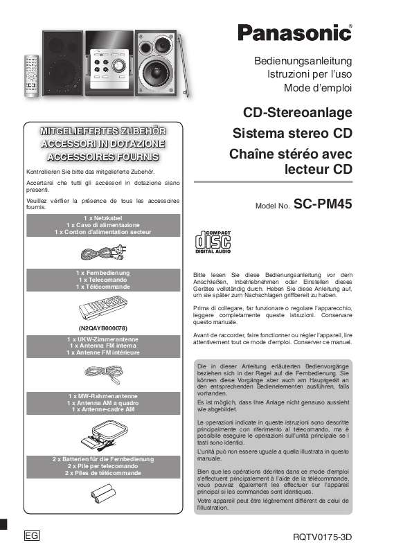 Notice PANASONIC SC-PM45 - chaîne hifi Trouver une solution à un problème PANASONIC SC-PM45 mode ...
