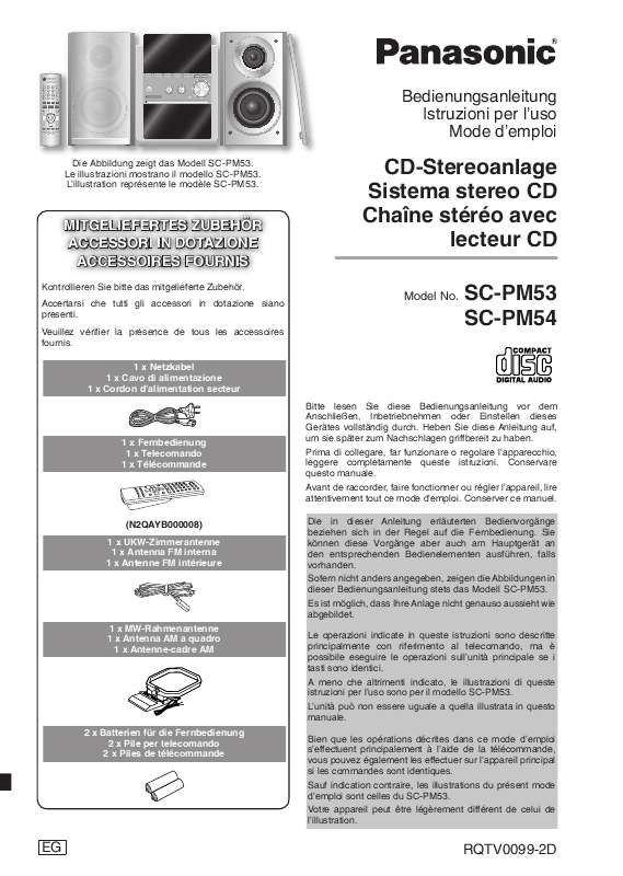 Notice PANASONIC SC-PM53 - chaîne hifi Trouver une solution à un problème PANASONIC SC-PM53 mode ...