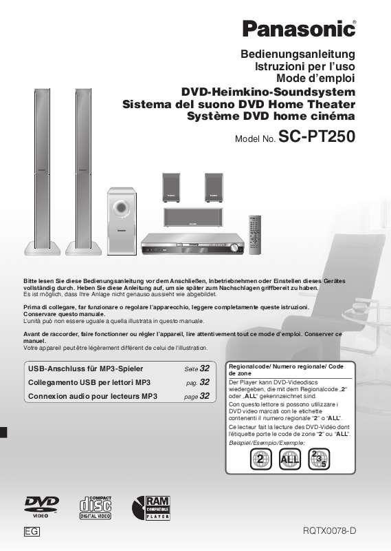 Notice PANASONIC SC-PT250 - chaîne hifi Trouver une solution à un problème PANASONIC SC-PT250 ...
