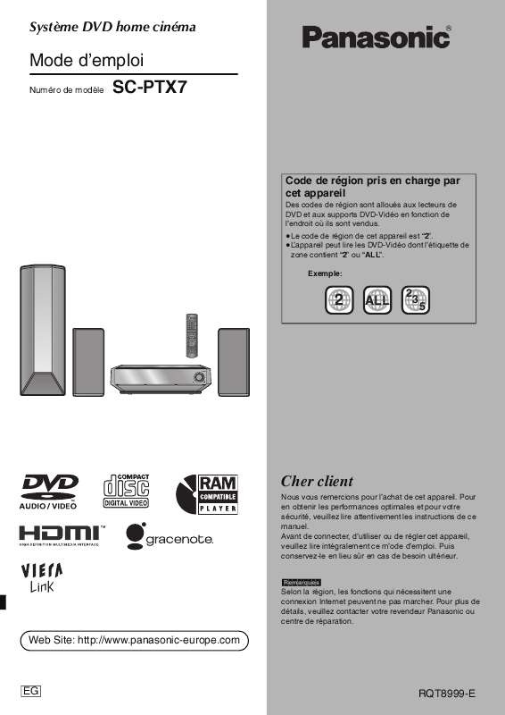 Notice PANASONIC SC-PTX7 - chaîne hifi Trouver une solution à un problème PANASONIC SC-PTX7 mode ...