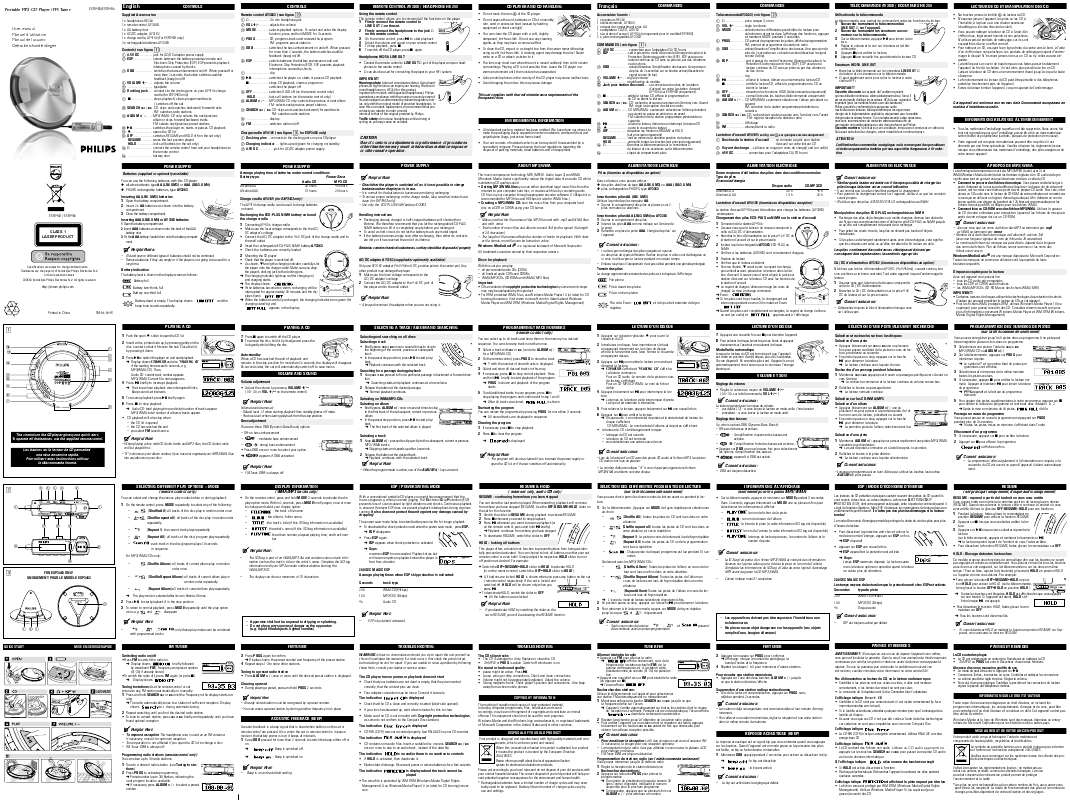 Notice PHILIPS EXP3483 - lecteur mp3 Trouver une solution à un problème ...