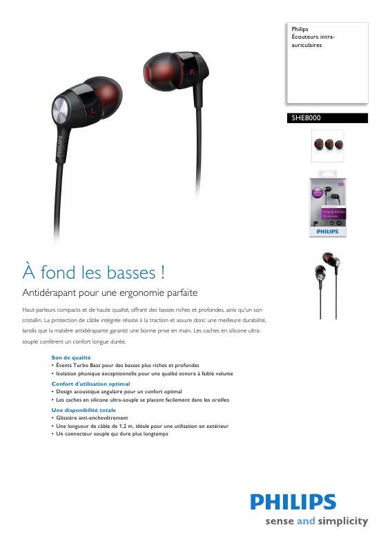 Notice PHILIPS SHE8000 - casque bluetooth Trouver une solution à un ...