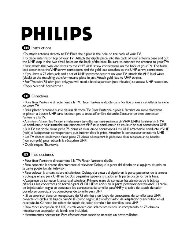 Notice PHILIPS US2-MANT110 - Trouver une solution à un problème PHILIPS ...
