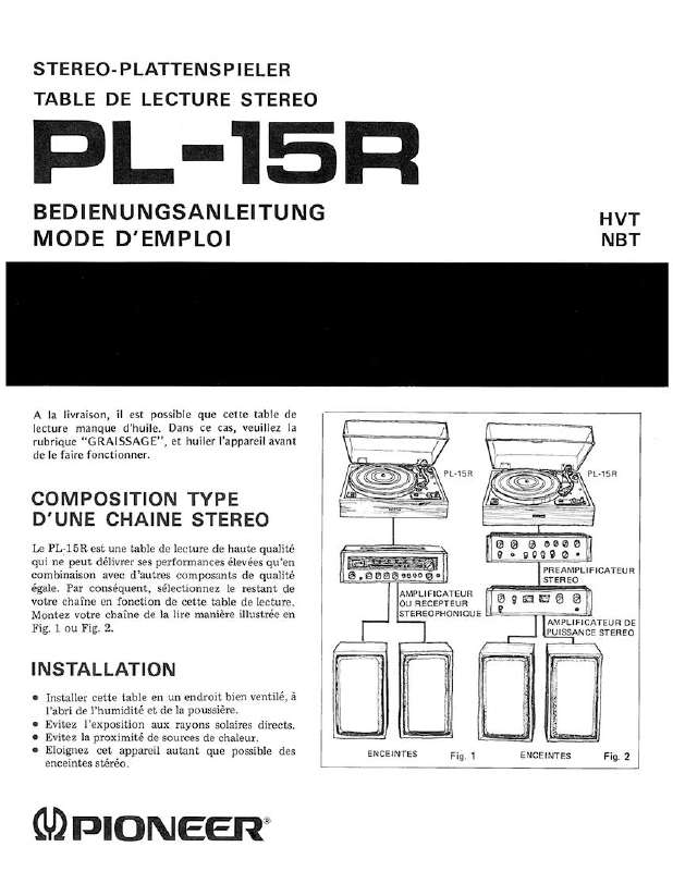 Notice PIONEER PL-15R - Trouver une solution à un problème PIONEER PL-15R mode d'emploi PIONEER ...