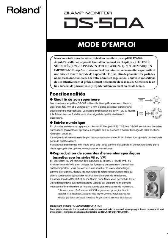 Notice ROLAND DS-50A - Trouver une solution à un problème ROLAND DS-50A mode d'emploi ROLAND DS ...