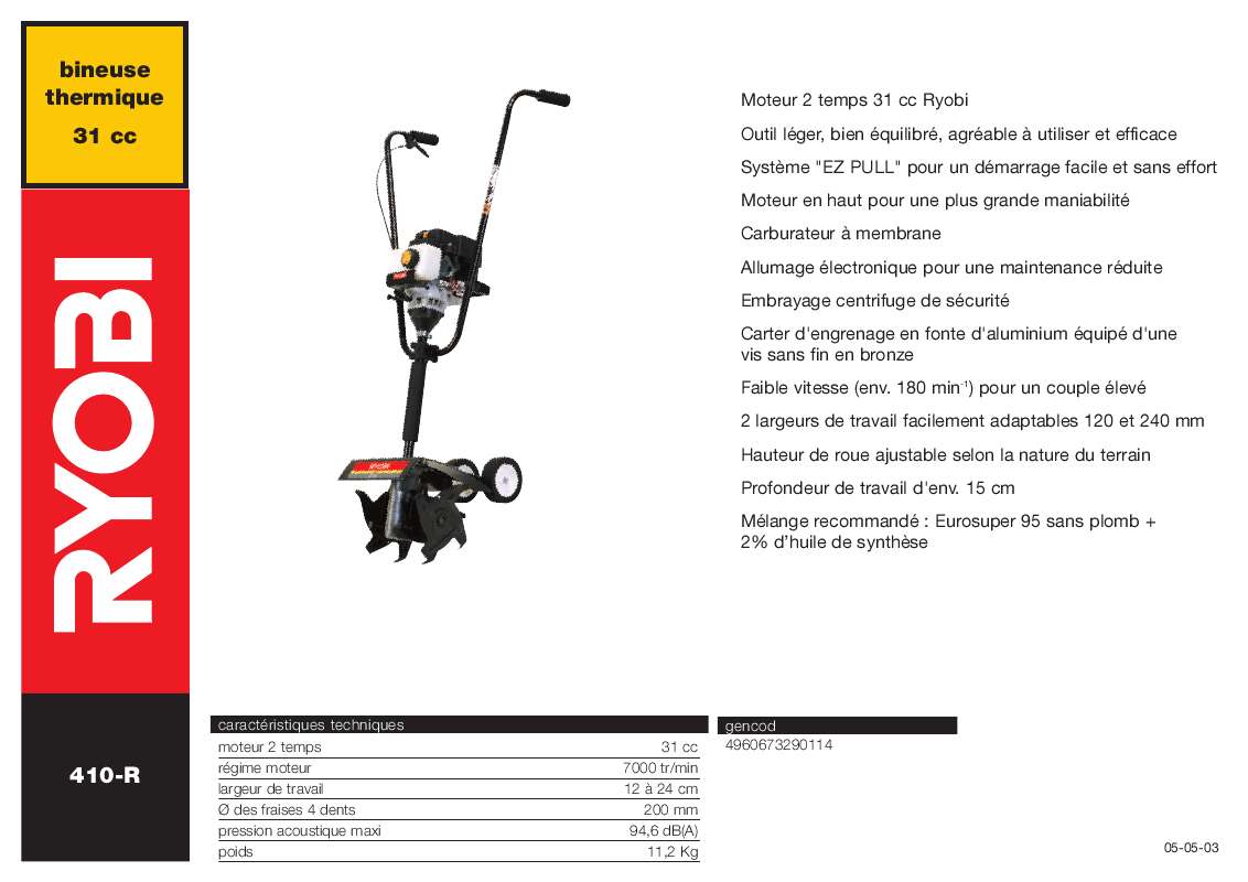 Notice RYOBI 410-R - Trouver une solution à un problème RYOBI 410-R ...