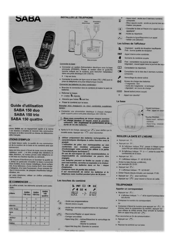 Notice SABA 150 TRIO - téléphone portable Trouver une solution à un ...