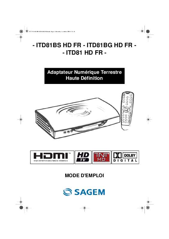 Notice SAGEM ITD81BG HD FR - décodeur tnt Trouver une solution à un ...