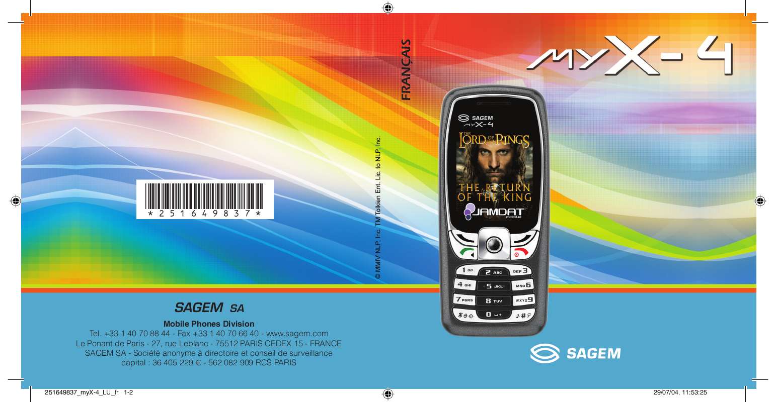Notice SAGEM MY X-4 - téléphone portable Trouver une solution à un ...