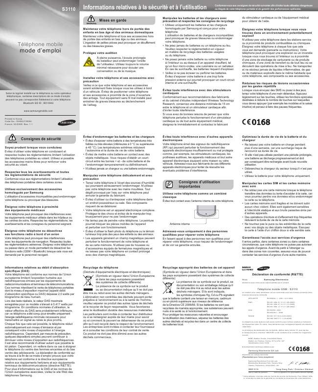 Notice SAMSUNG GT-S3110 - téléphone portable Trouver une solution à un ...