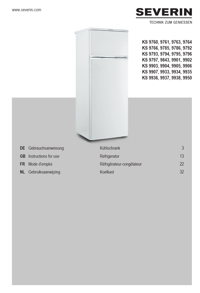 Notice réfrigérateur SEVERIN KS 9950 Trouver une solution à un problème ...