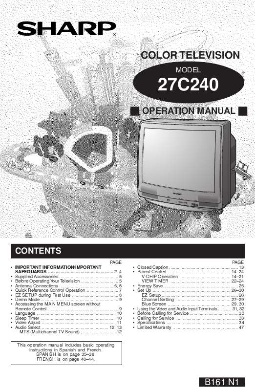 Notice SHARP 27C240 - tv Trouver une solution à un problème SHARP ...