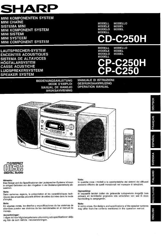 Notice SHARP CD/CP-C250/H - chaîne hifi Trouver une solution à un ...