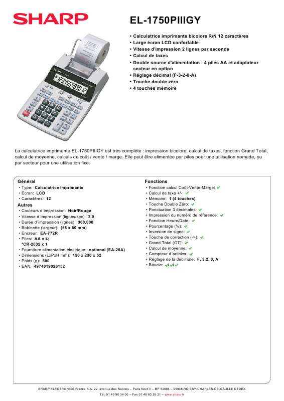 Notice SHARP EL-1750PIIIGY - calculatrice Trouver une solution à un ...