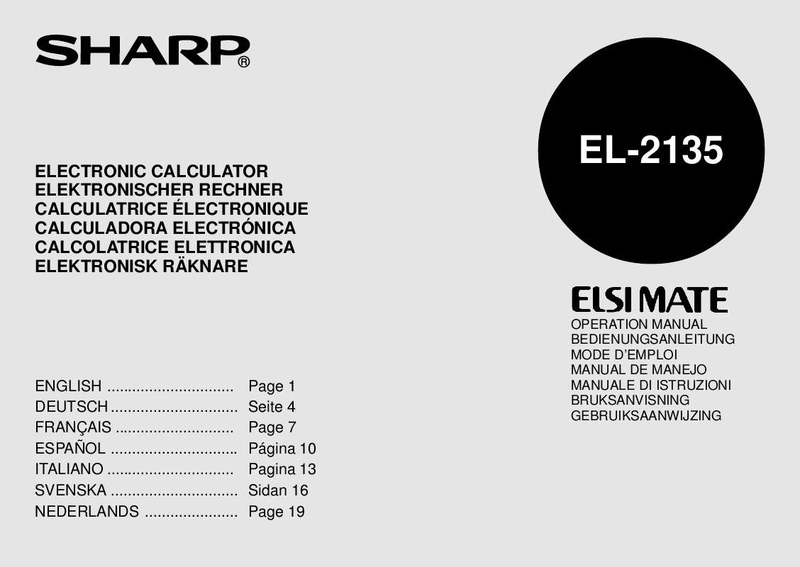 Notice SHARP EL-2135 - calculatrice Trouver une solution à un problème SHARP EL-2135 mode d ...