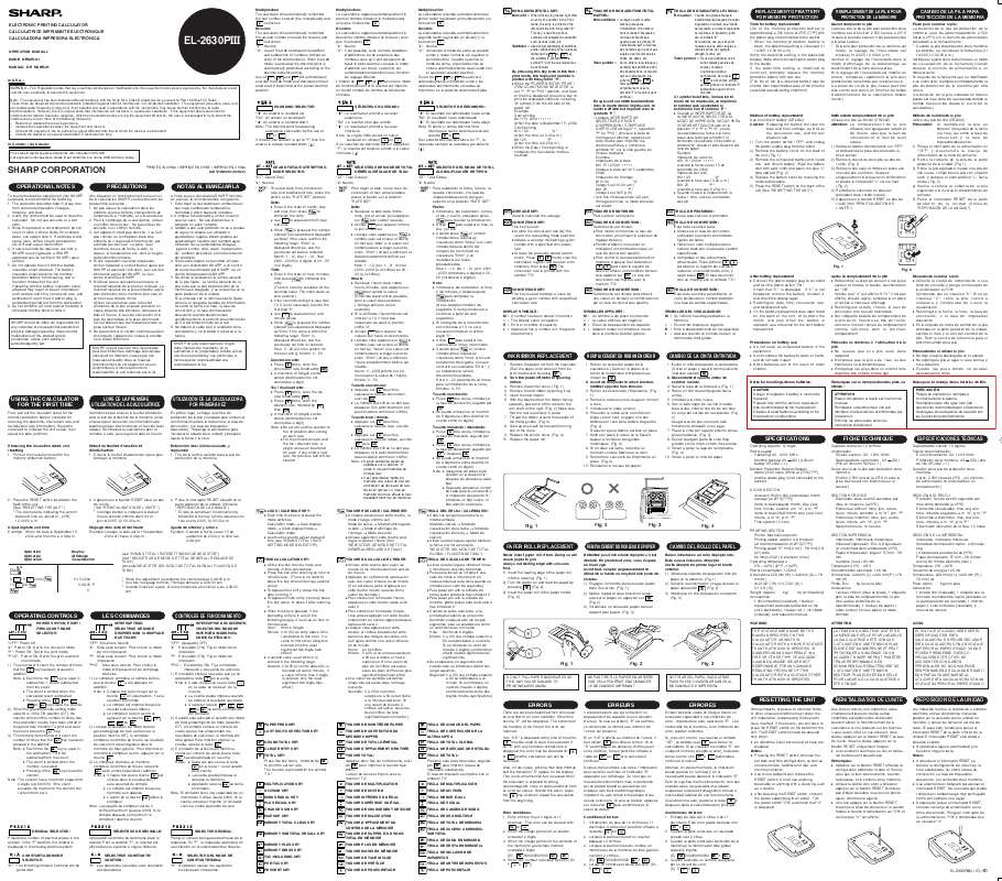 Notice SHARP EL-2630PIII - calculatrice Trouver une solution à un ...