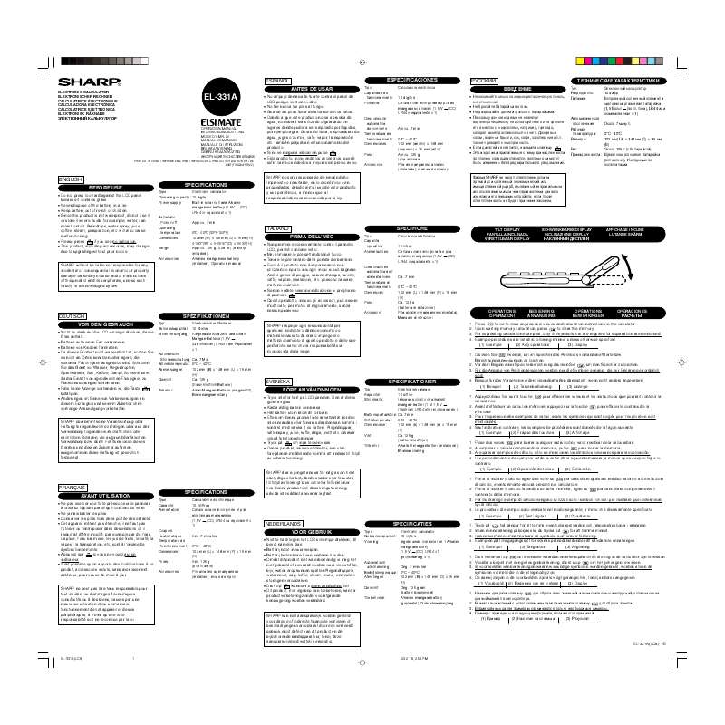 Notice SHARP EL-331A - calculatrice Trouver une solution à un problème ...